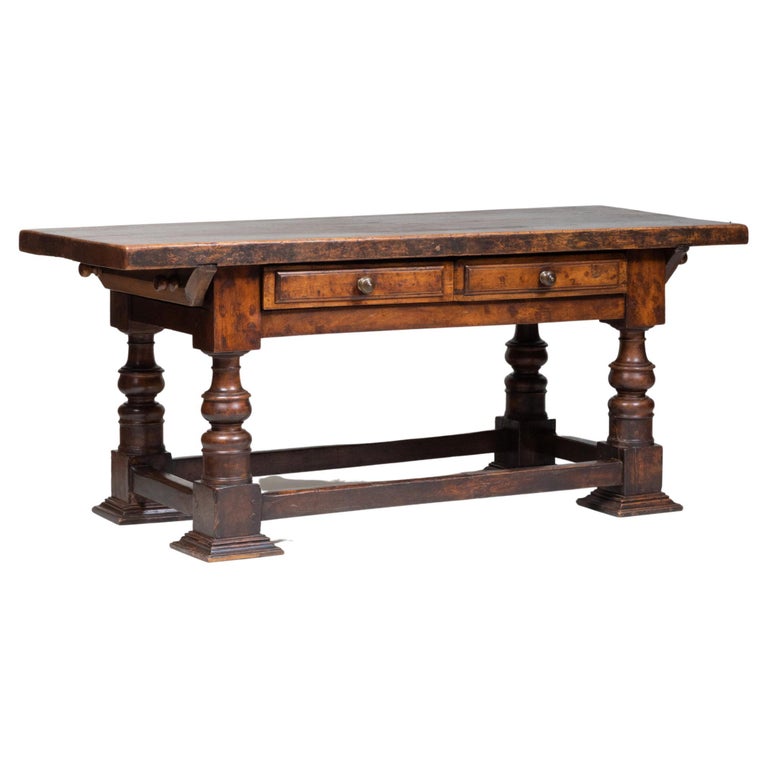 Continental Baroque Style Walnut Console Table For Sale at 1stDibs