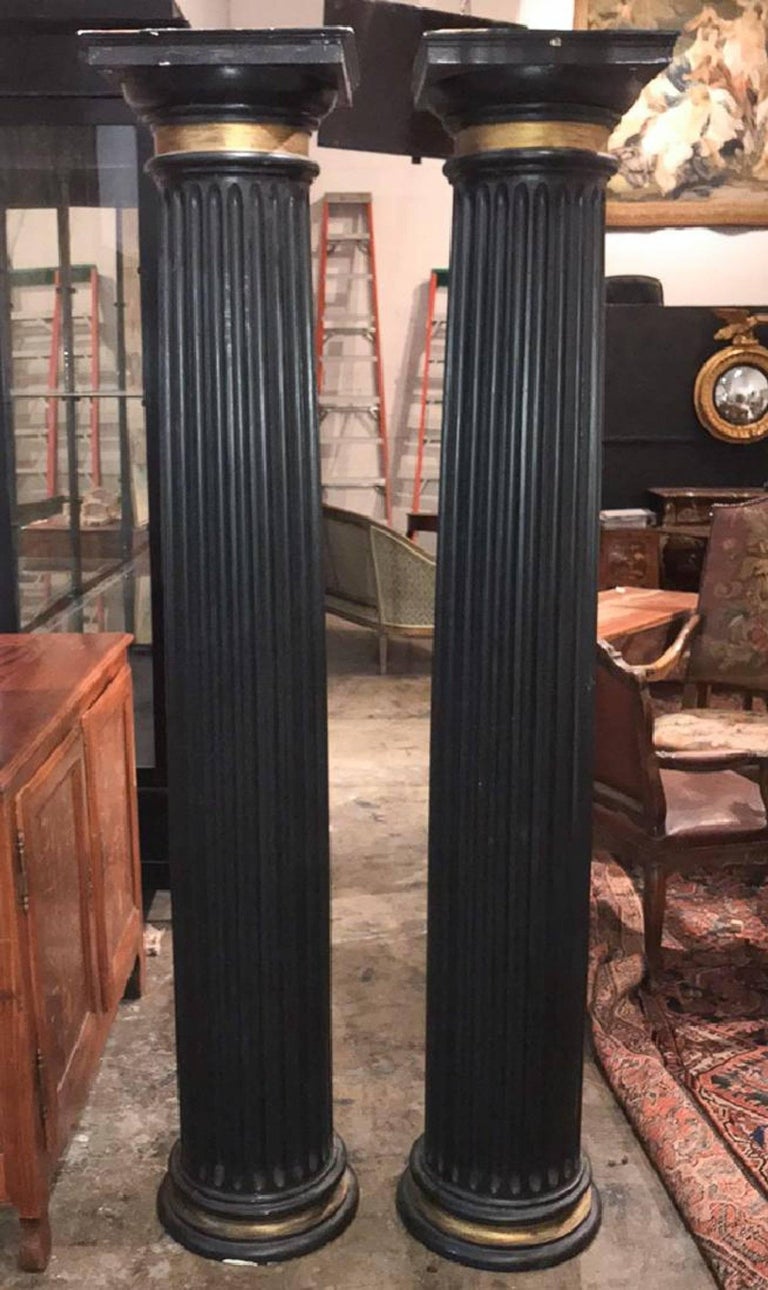 Continental Black Lacquered Architectural Columns at 1stDibs