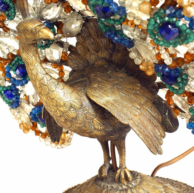 Continental Bronze Peacock Base Table Lamp For Sale at 1stDibs