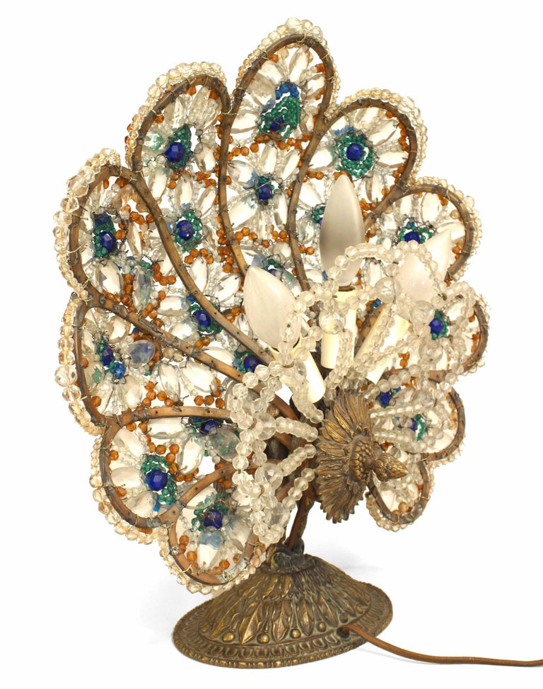 Continental Bronze Peacock Base Table Lamp For Sale at 1stDibs