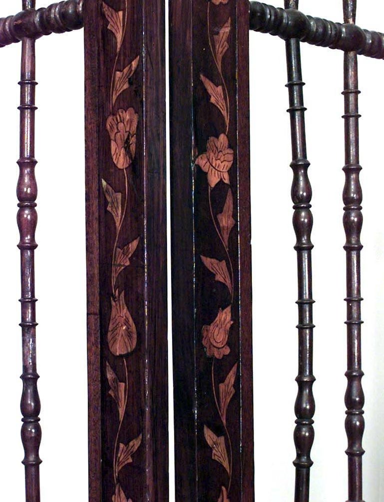 Continental Dutch Style 4-Fold Screen with Inlaid Floral Marquetry For ...