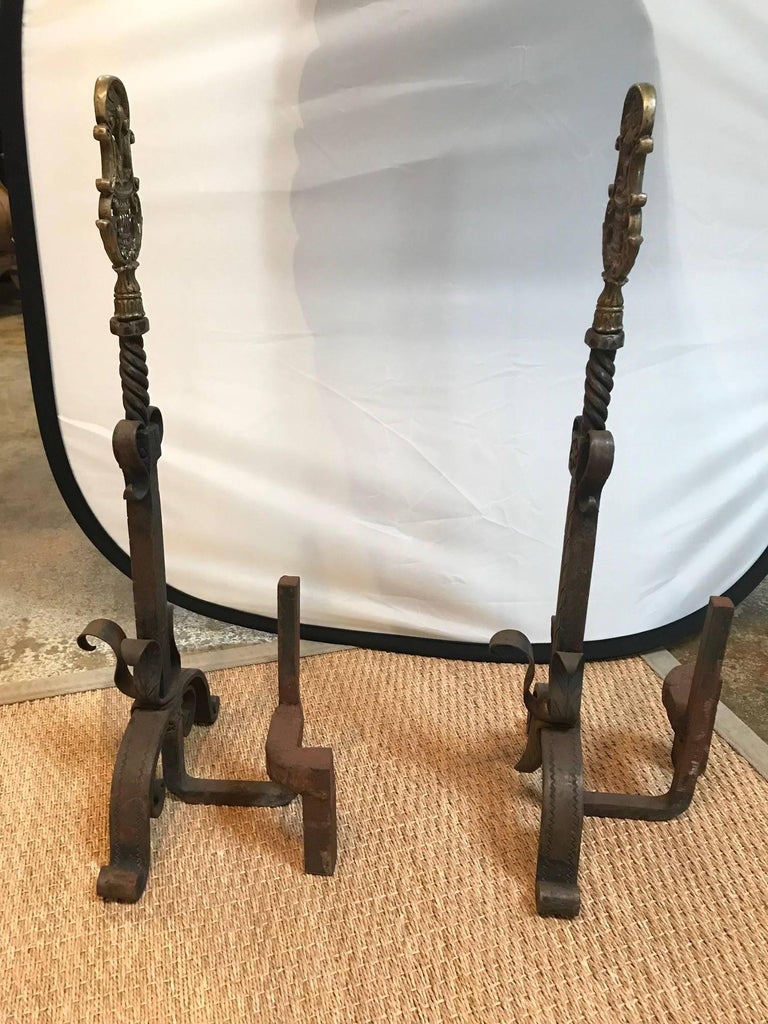 Continental Floral Andirons For Sale at 1stDibs