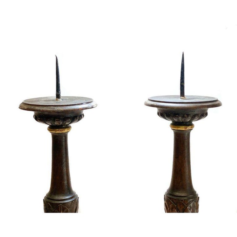 Continental Inlaid Wood Sabbath Candlesticsk Holders with Star of David ...