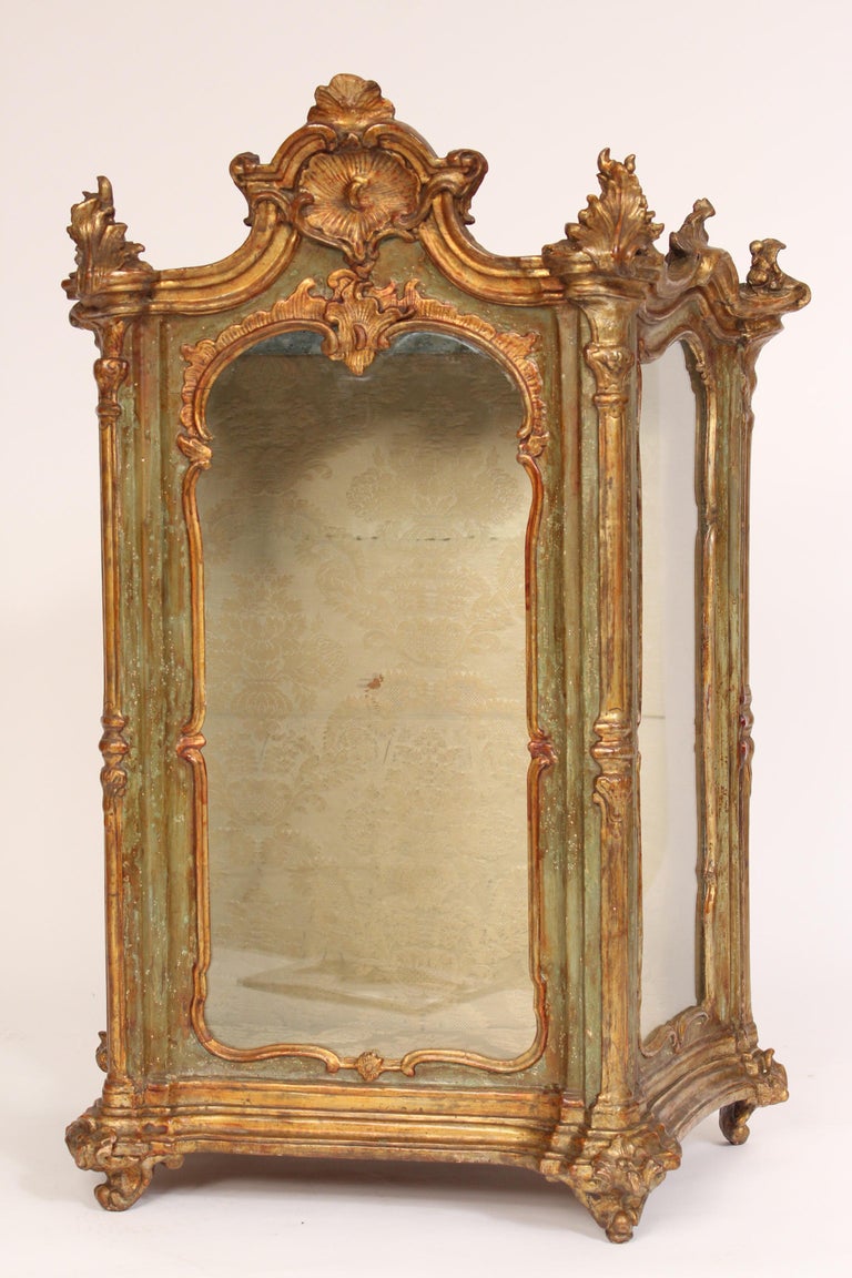 Continental Louis XV Painted and Partial Gilt Table Top Vitrine at 1stDibs
