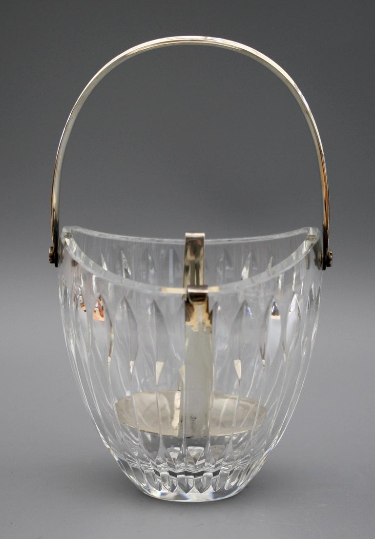 Continental Midcentury Silver Handled Cut Glass Ice Bucket At 1stdibs