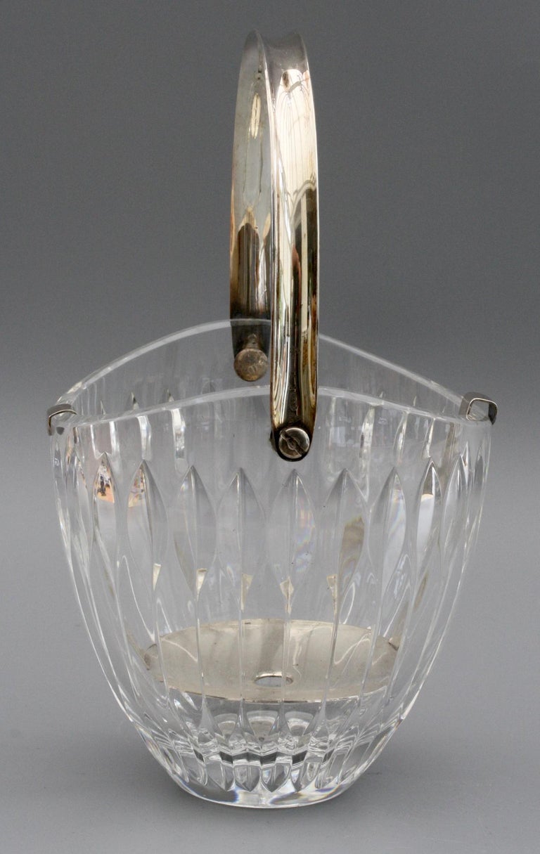 Continental Midcentury Silver Handled Cut Glass Ice Bucket At 1stdibs