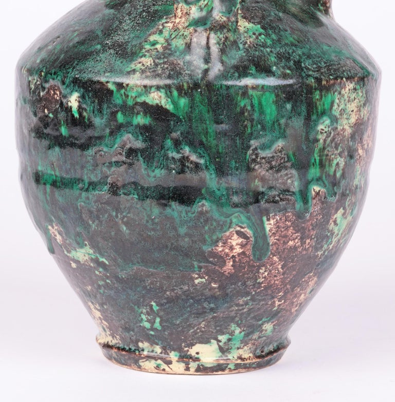 Continental Mottle Glazed Art Pottery Wine Flagon For Sale at 1stDibs