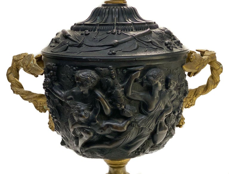 Continental Patinated and Gilt Bronze Twin Handled Cup or Urn with ...