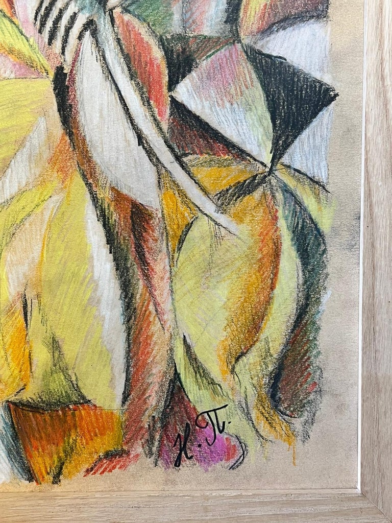 Continental School - Cubist Figure on Horseback holding a Skull 20th ...