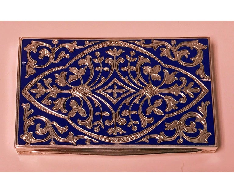 Continental Silver and Royal Blue Enamel Box, circa 1920 at 1stDibs