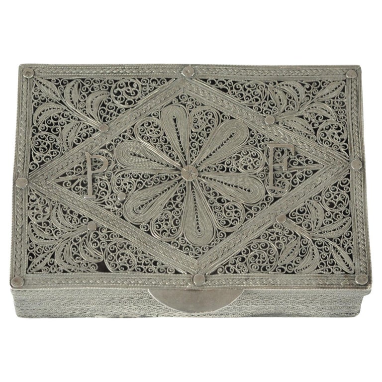 Continental Silver Filigree Trinket Box For Sale at 1stDibs