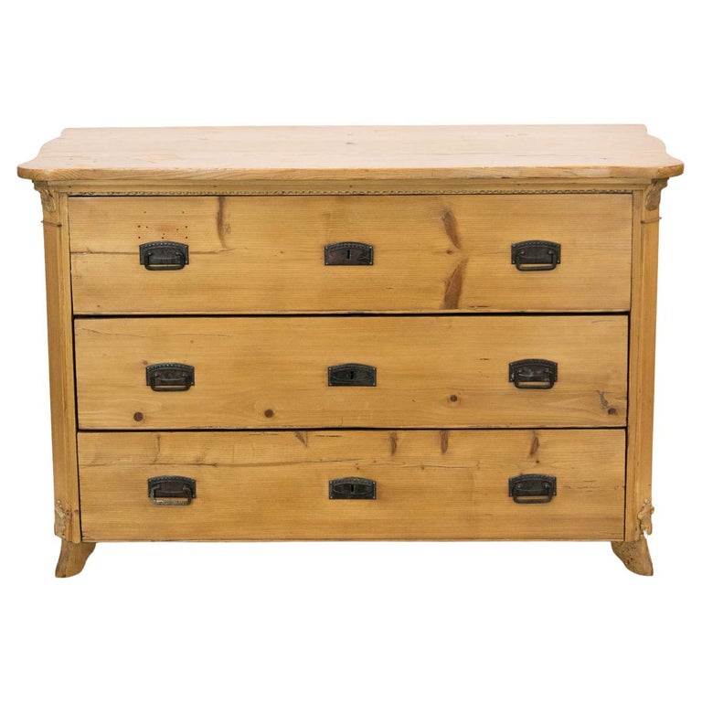 Continental Three Drawer Pine Chest at 1stDibs