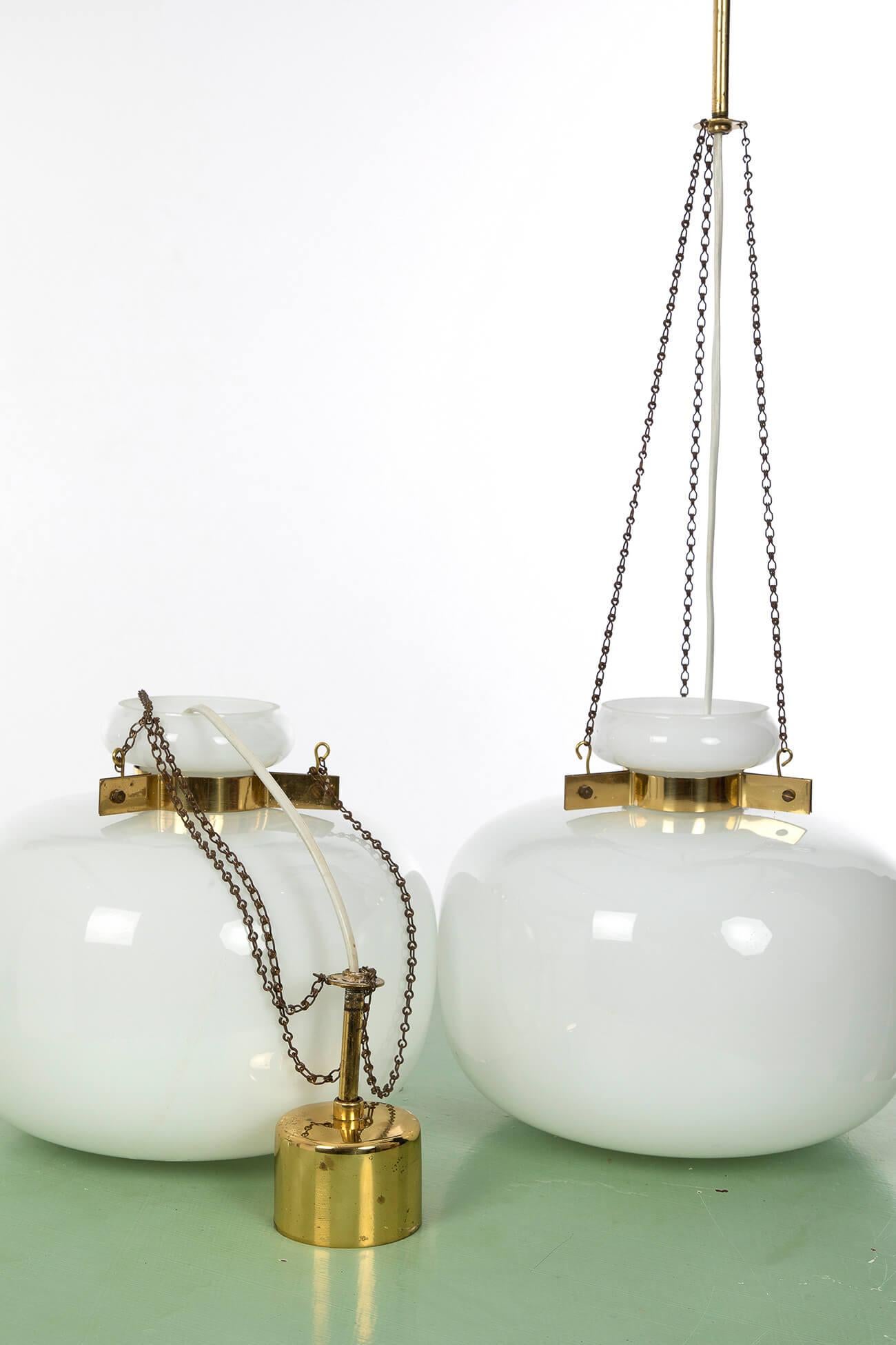 Continental White Glass Ceiling Pendant Lights, circa 1970 For Sale at 1stDibs