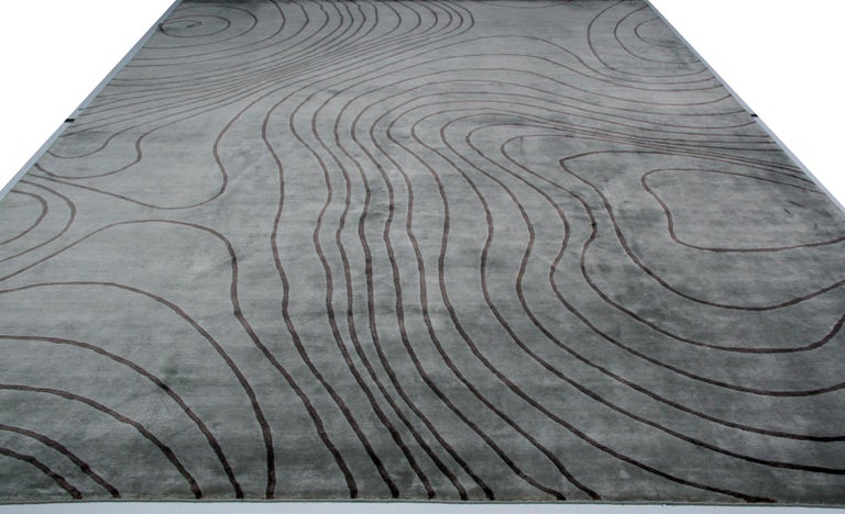 Contour Lines Silver Area Rug at 1stDibs