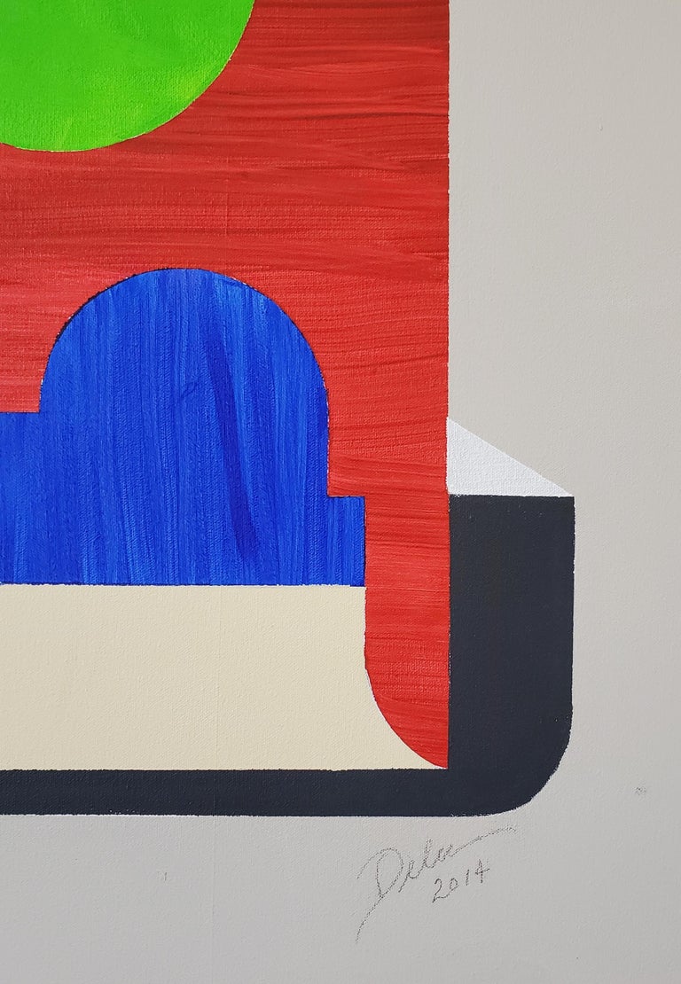 "Conundrum" Geometric Abstract Mixed-Media Painting, 2014, Red, Blue ...