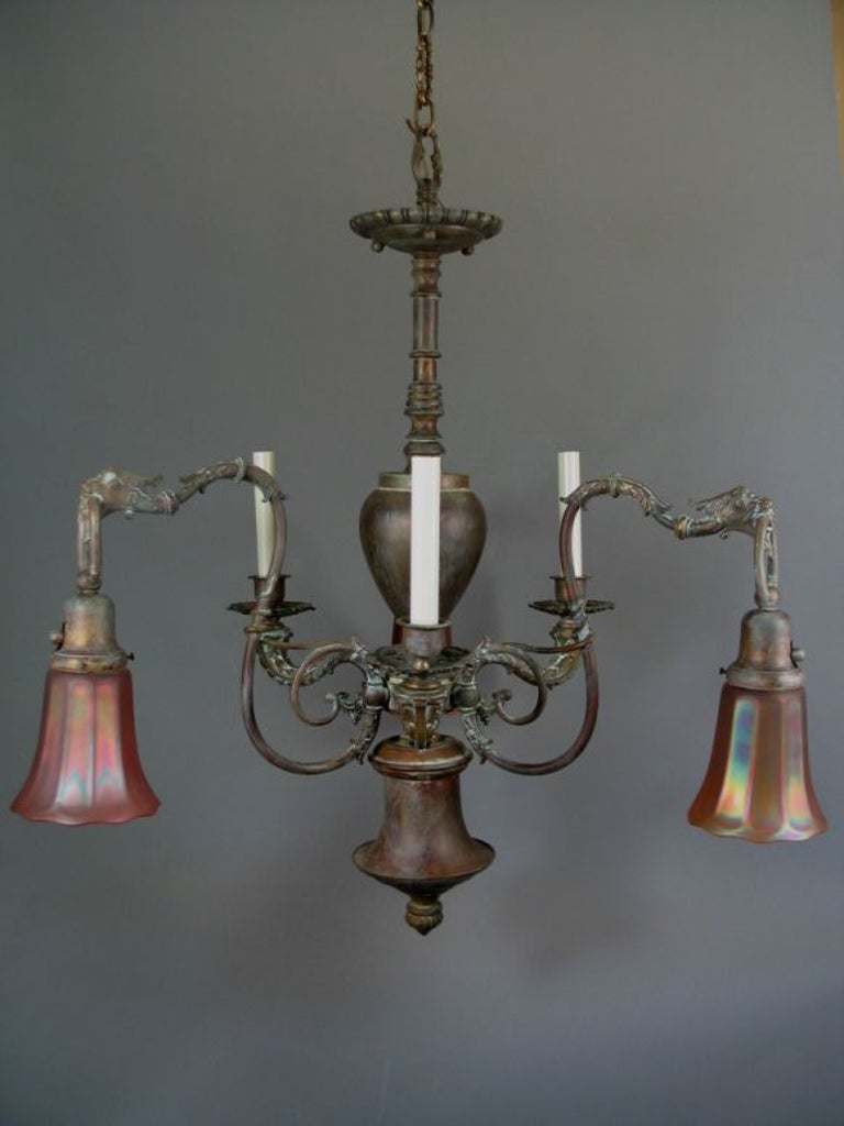 Converted 19th Century Gas Chandelier For Sale at 1stDibs