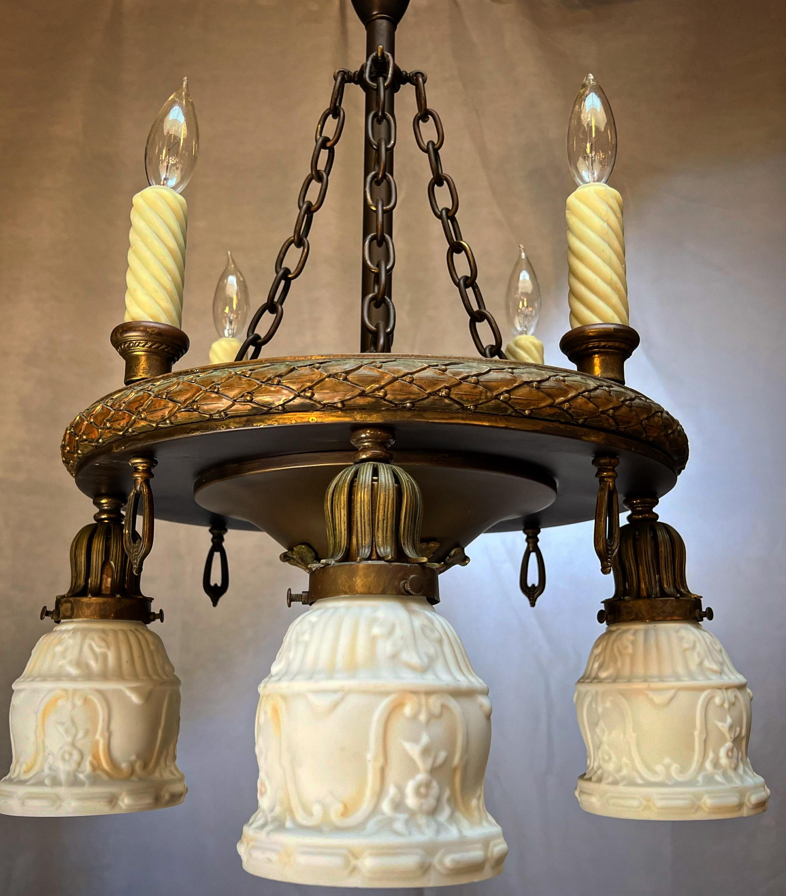 Converted Gas Up Electric Down Pan Light For Sale at 1stDibs