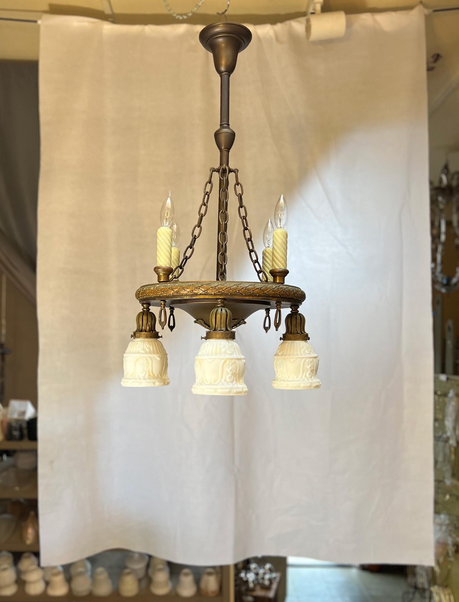 Converted Gas Up Electric Down Pan Light For Sale at 1stDibs