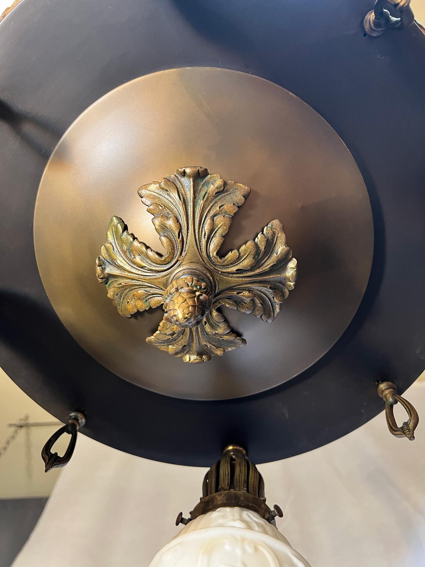 Converted Gas Up Electric Down Pan Light For Sale at 1stDibs