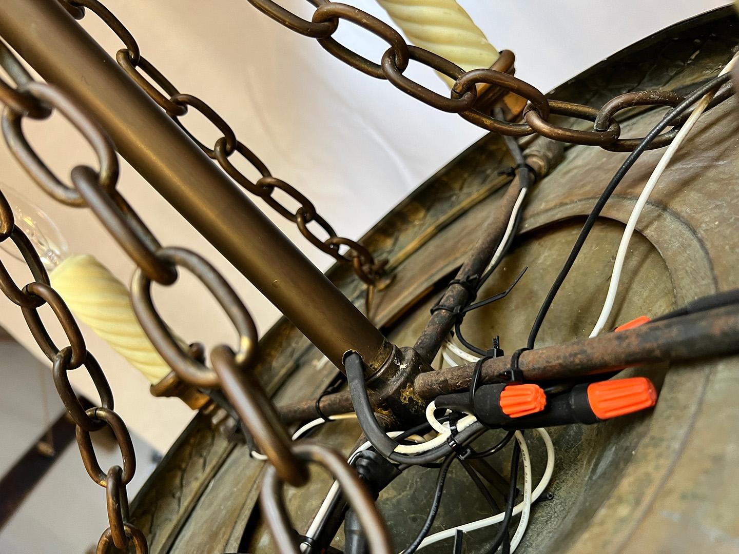 Converted Gas Up Electric Down Pan Light For Sale at 1stDibs