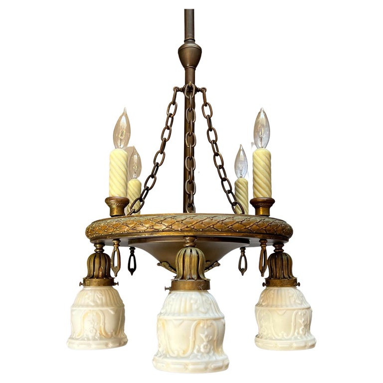 Converted Gas Up Electric Down Pan Light For Sale at 1stDibs