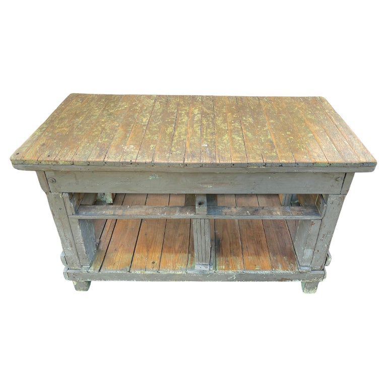 Cool Distressed Antique Shop Work Table For Sale at 1stDibs