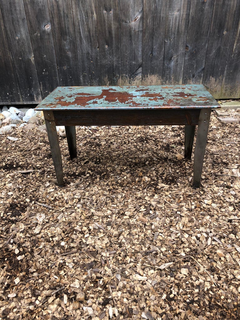 Cool Industrial Distressed Wood Table with Metal Legs For Sale at ...