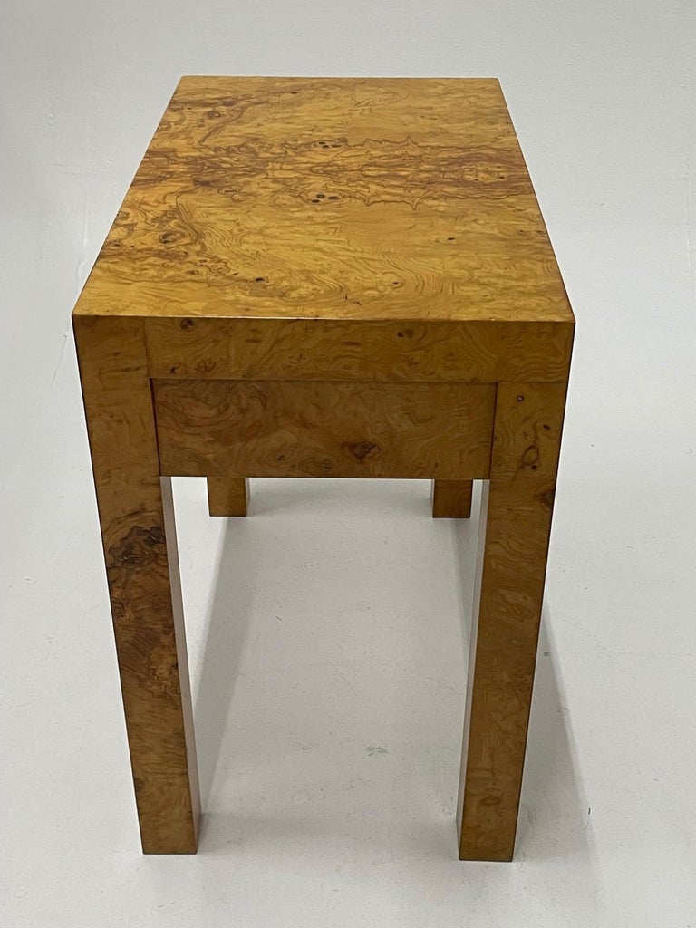 Cool Mid-Century Modern Bookmatched Burlwood One Drawer Side Table For ...