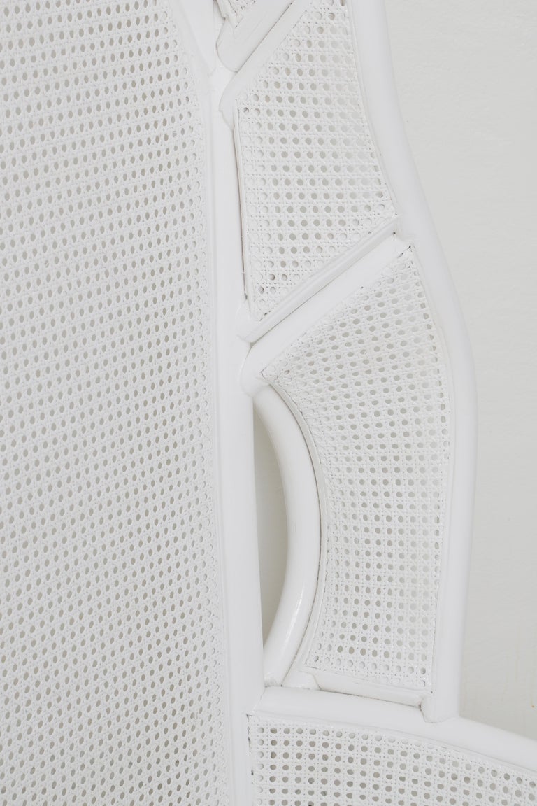 White Vintage Cane High Back Chair with Rattan at 1stDibs