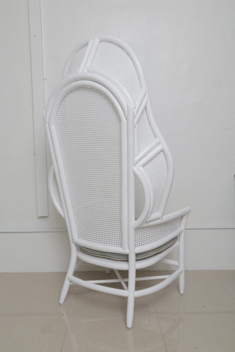 White Vintage Cane High Back Chair with Rattan at 1stDibs