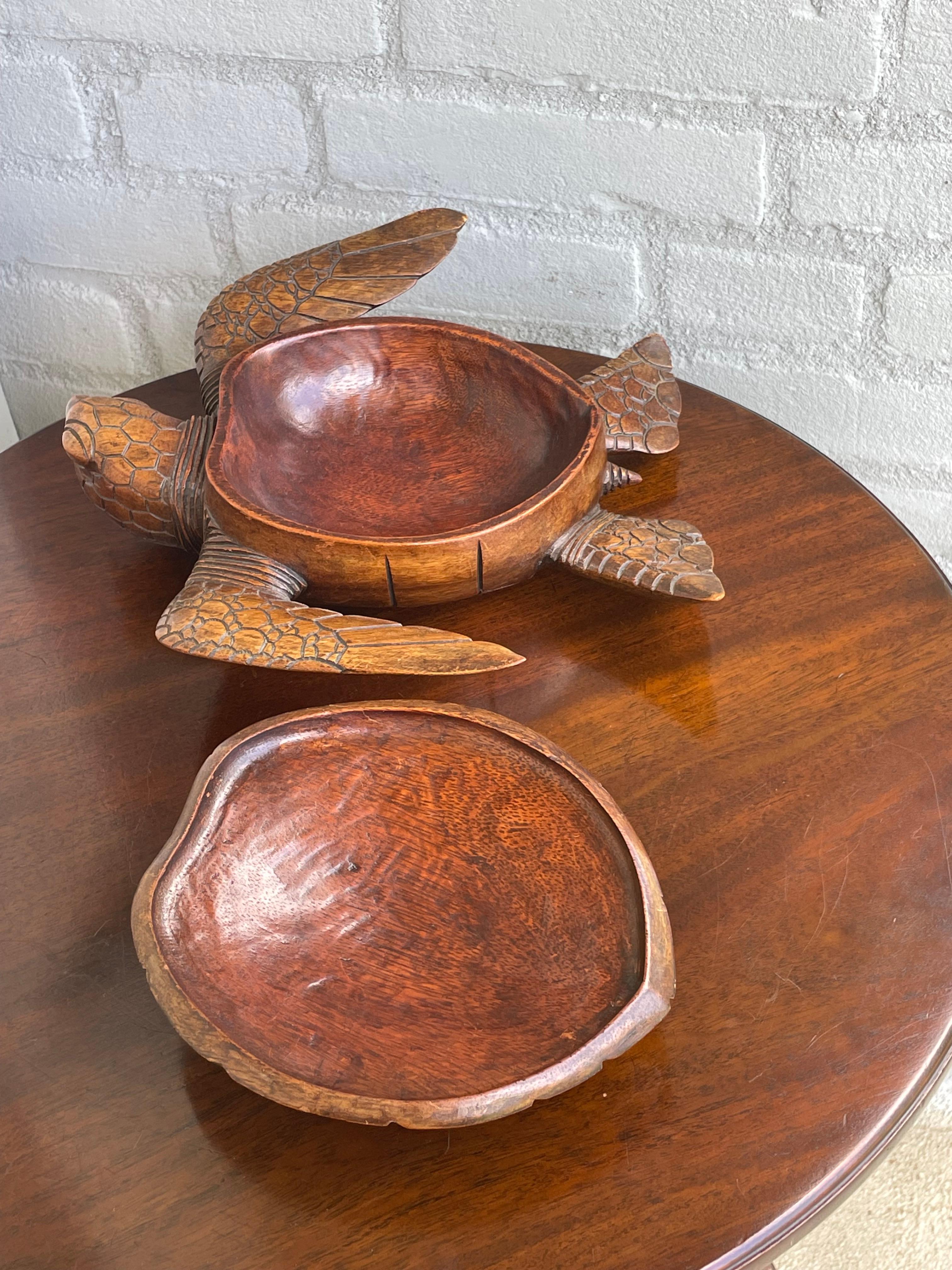Coolest Hand Carved Nutwood Tortoise / Sea Turtle Sculpture Box with ...