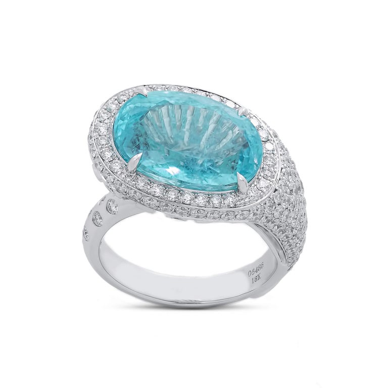Coomi 18 Karat White Gold Paraiba and Diamond Cocktail Ring at 1stDibs ...