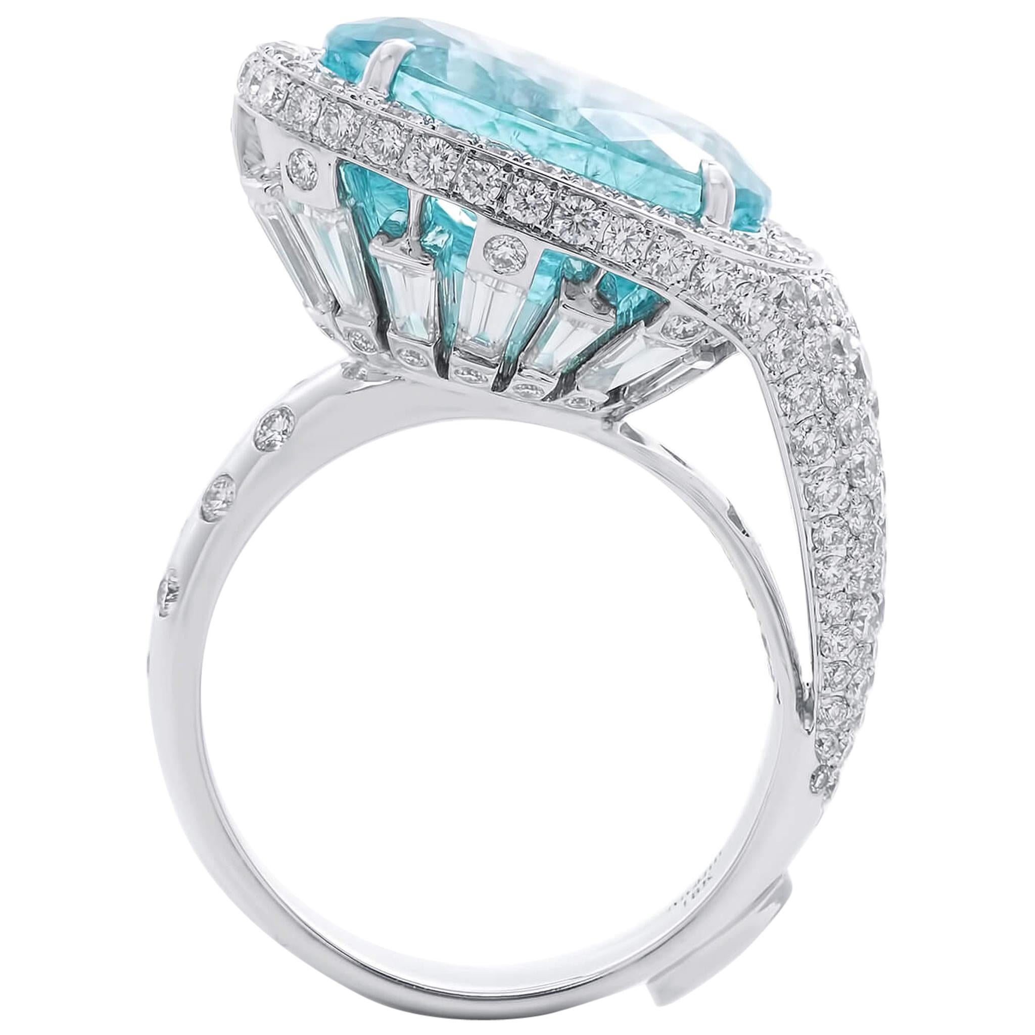 Coomi 18 Karat White Gold Paraiba and Diamond Cocktail Ring at 1stDibs ...