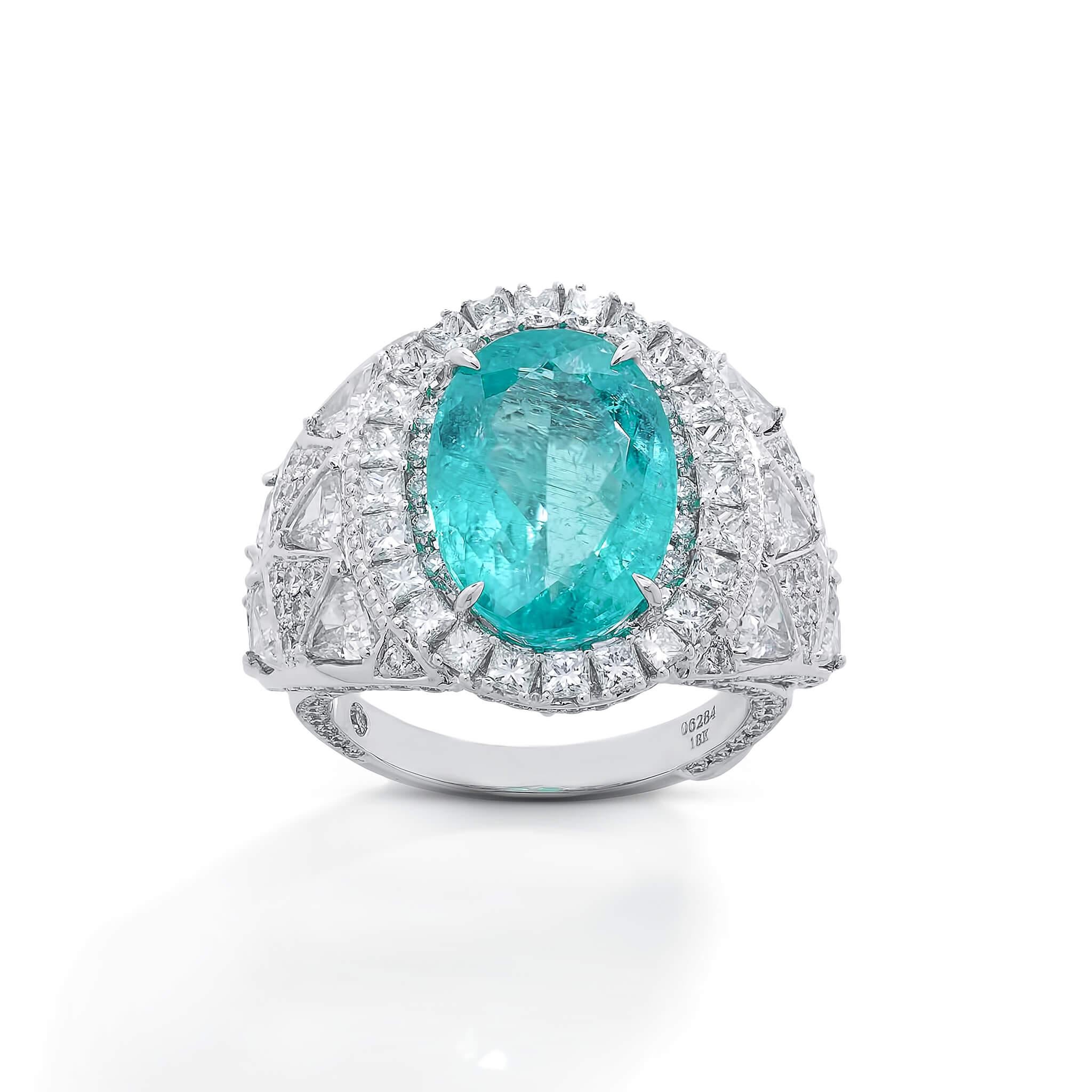 Coomi 18K White Gold Floating Paraiba and Diamond Cocktail Ring For ...