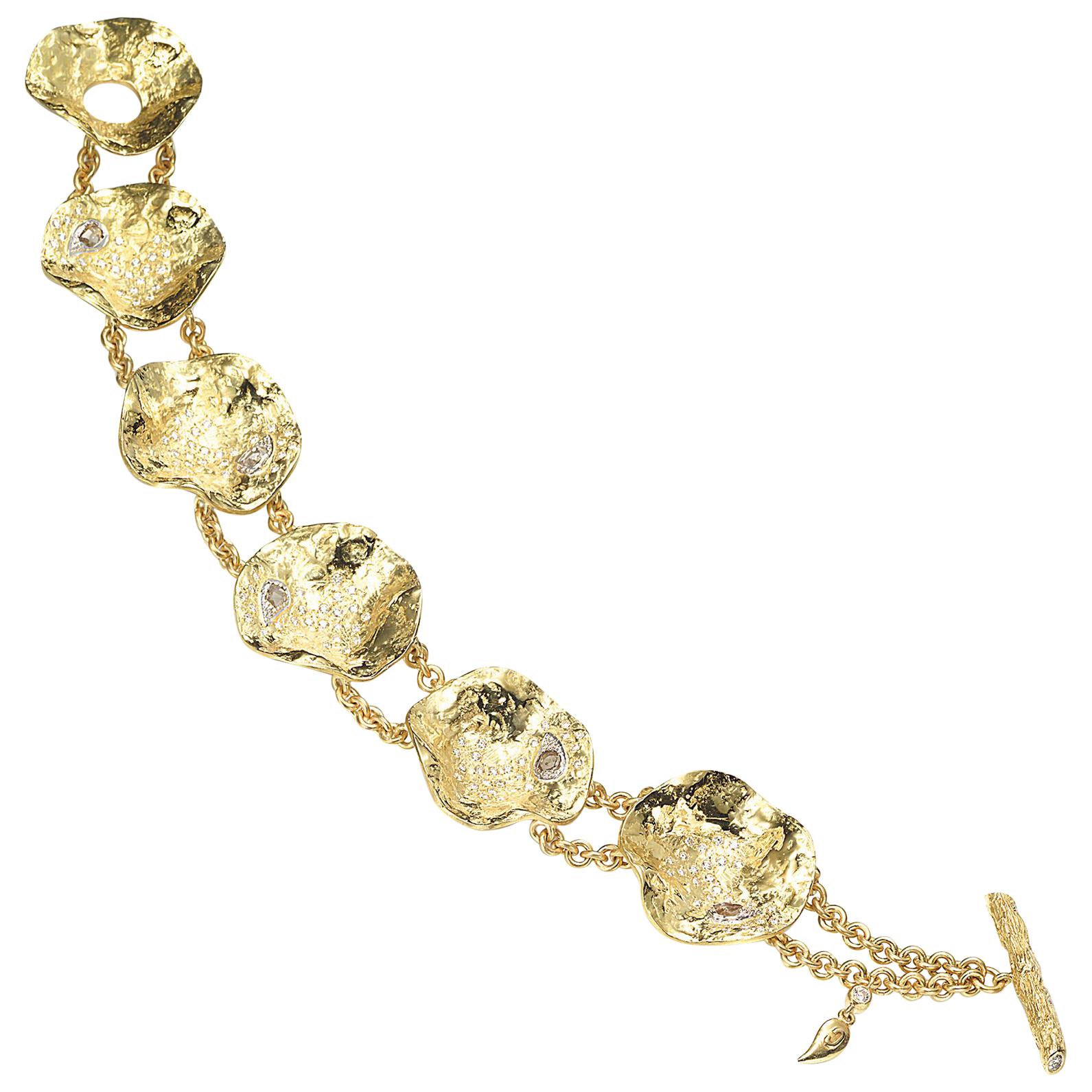 Coomi 20 Karat Gold Ancient Roman Glass Diamond Bracelet For Sale at ...