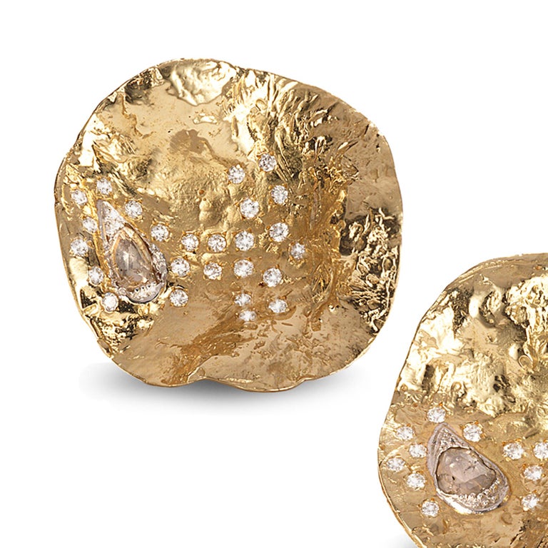 Coomi 20K Serenity Cactus Flower Diamond Earrings For Sale at 1stDibs ...