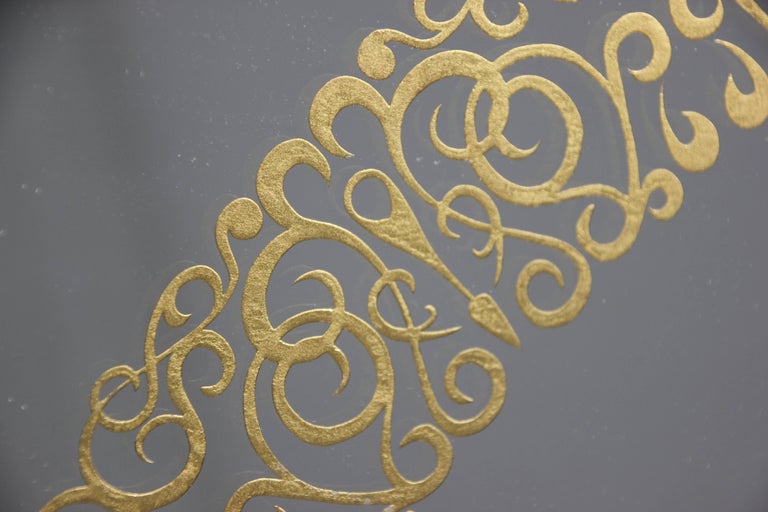 Unique Cooper Mirror - 24-Carats Gold Hand-Guilded Etched Pattern and ...