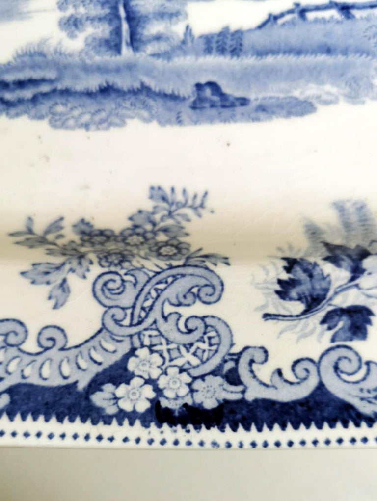 Copeland-Spode English Tray with Blue Transferware Decorations For Sale ...