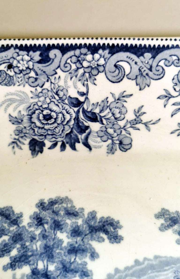 Copeland-Spode English Tray with Blue Transferware Decorations For Sale ...