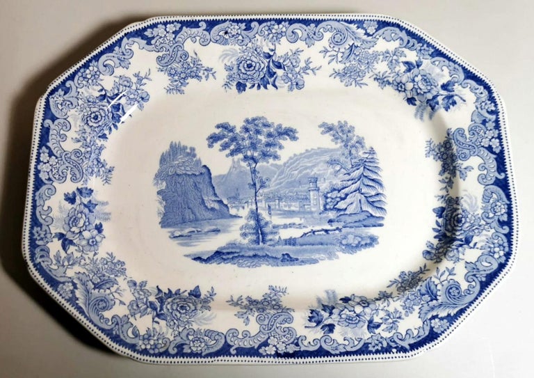 Copeland-Spode English Tray with Blue Transferware Decorations For Sale ...