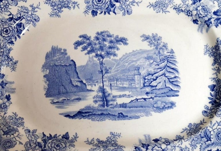 Copeland-Spode English Tray with Blue Transferware Decorations For Sale ...