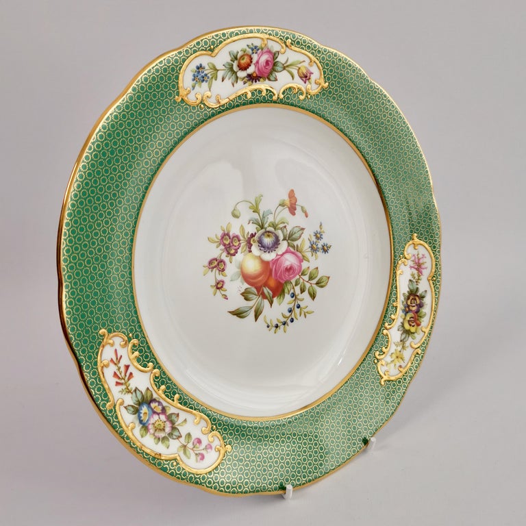 Copeland Spode Porcelain Plate, Green Sèvres Style, Flowers, Thomas ...