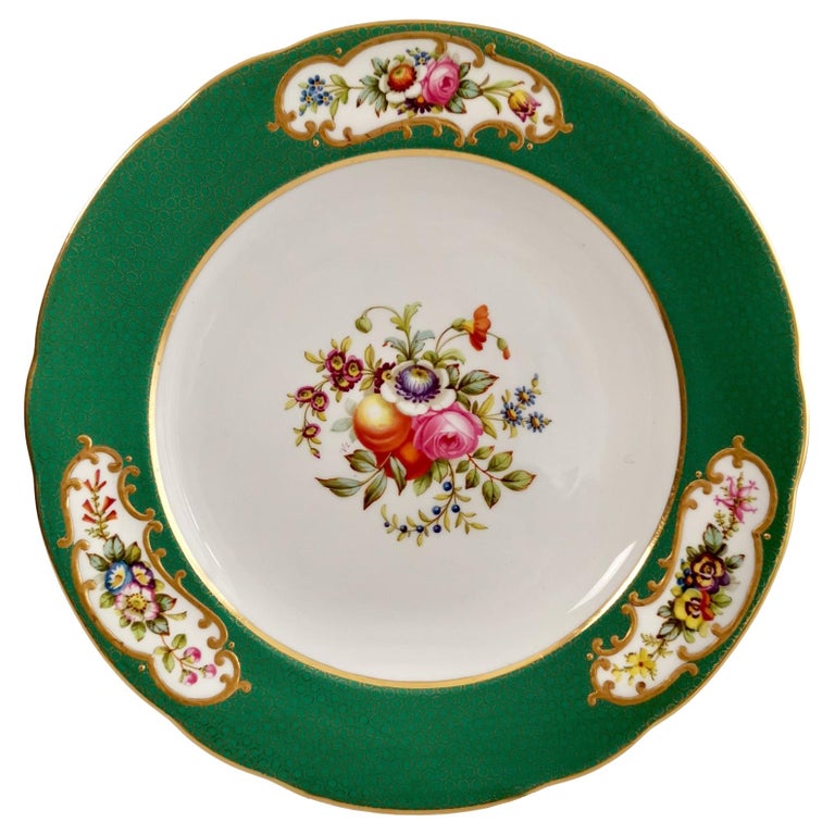 Copeland Spode Porcelain Plate, Green Sèvres Style, Flowers, Thomas ...