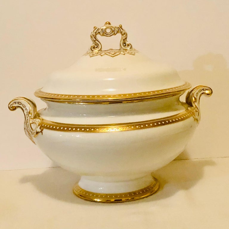 Copeland Spode Soup Tureen with Gold Border and White Jeweling Made for ...