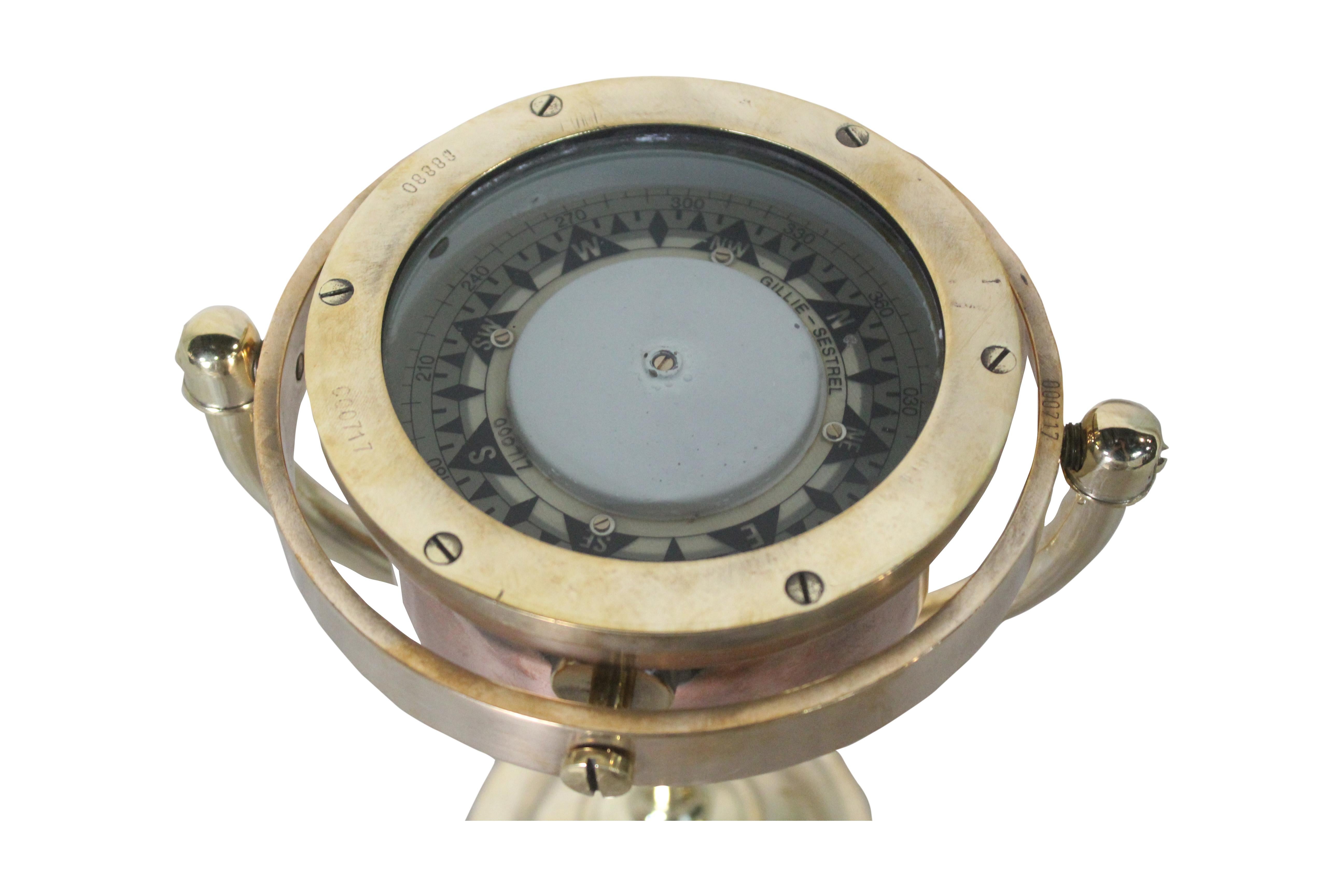 Copper and Brass Ship's Nautical Compass on Stand For Sale at 1stDibs