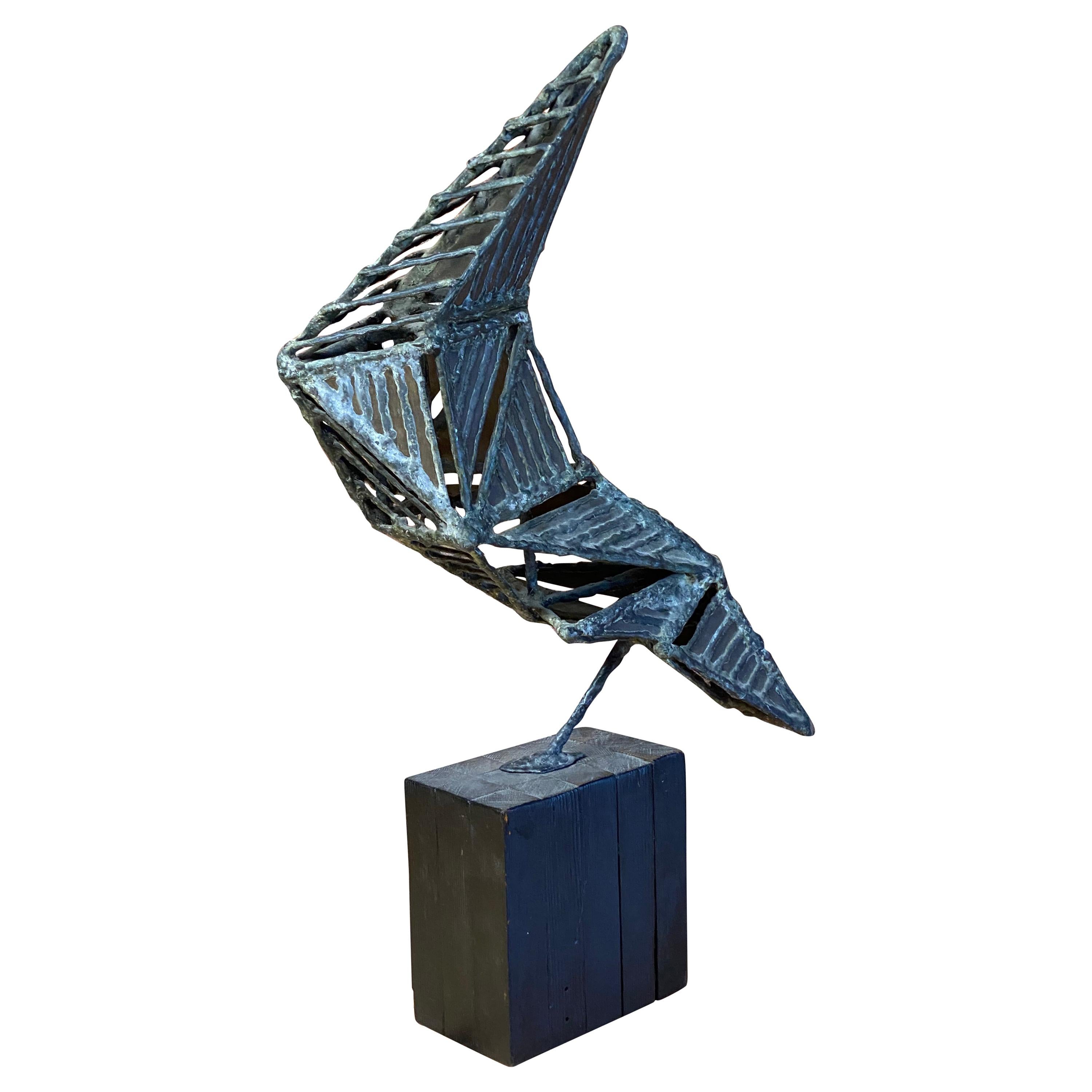 Brutalist Iron Cube Sculpture by Frank Cota For Sale at 1stDibs