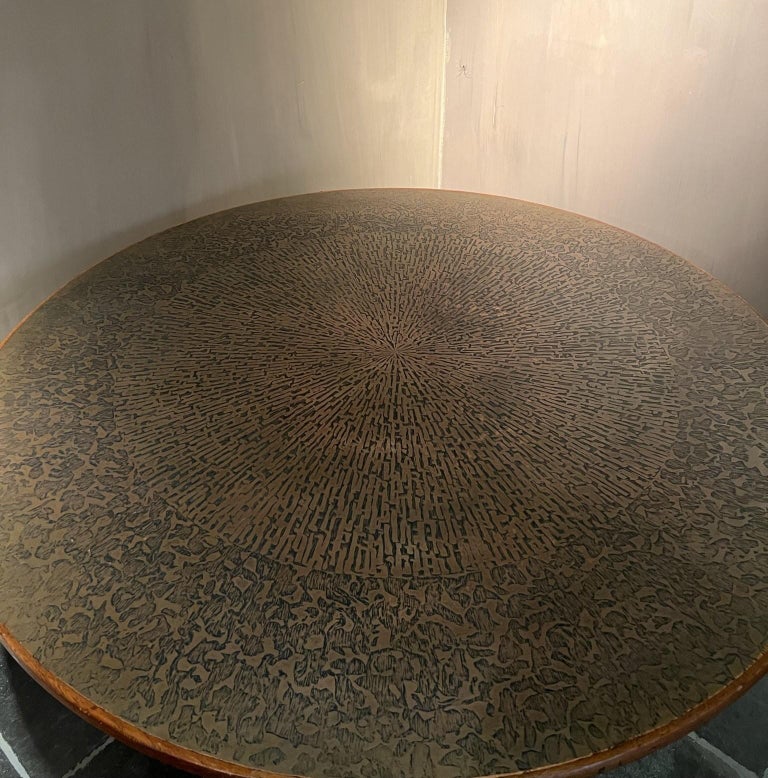 Copper and Iron Midcentury Round Table For Sale at 1stDibs