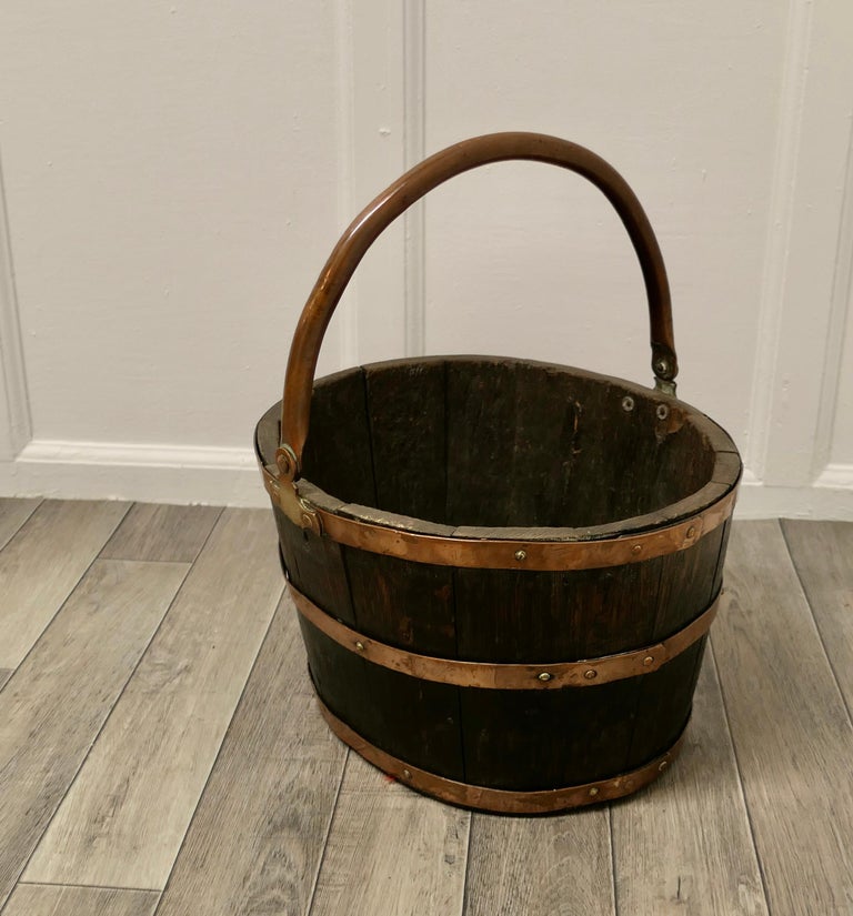 Copper and Oak Bucket for Coal or Logs For Sale at 1stDibs