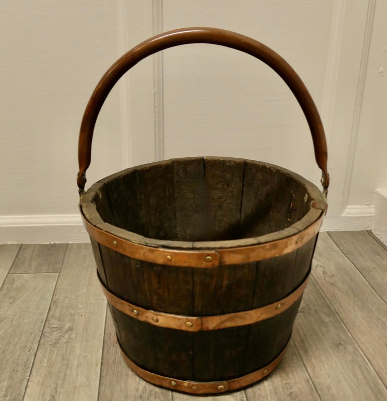 Copper and Oak Bucket for Coal or Logs For Sale at 1stDibs