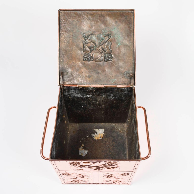 Copper Art Nouveau Fireside Box For Sale at 1stDibs